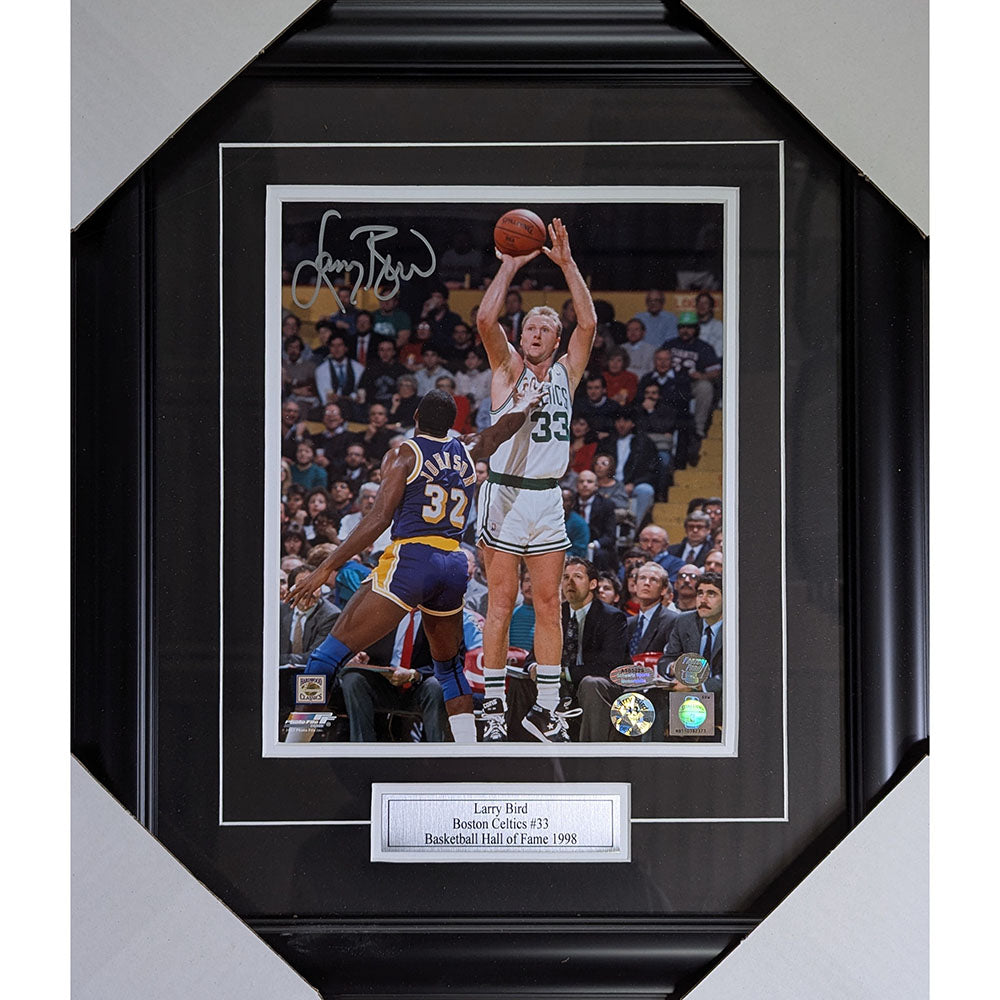 Larry Bird Framed Autographed Boston Celtics 8X10 Photo – Frozen Pond