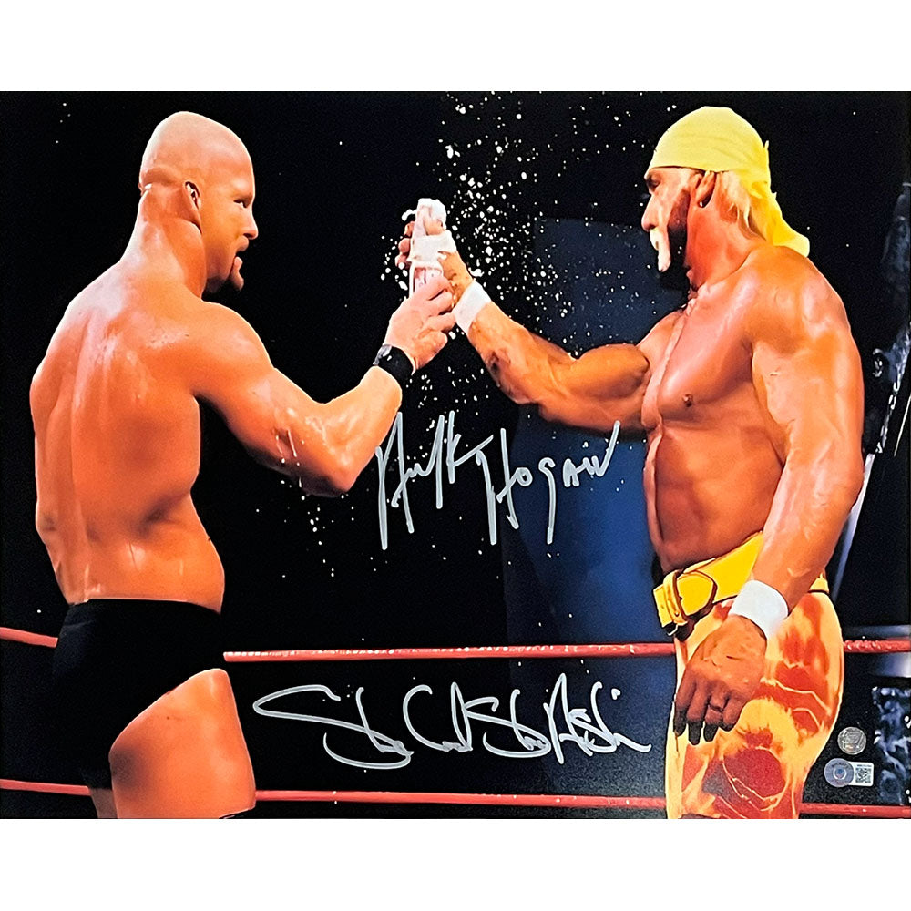 Steve Austin/Hulk Hogan Autographed WWE 16X20 Photo – Frozen Pond