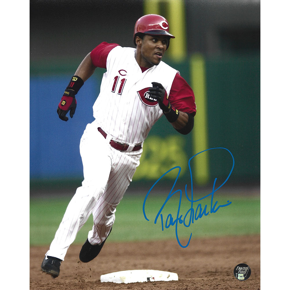 Barry Larkin Autographed Cincinatti Reds 8X10 Photo (Rounding Base ...