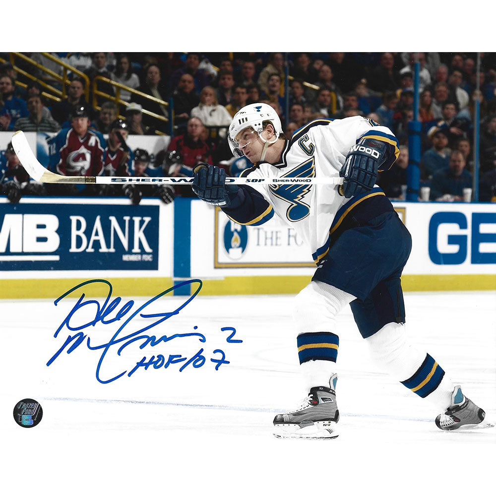 Al MacInnis Autographed St. Louis Blues 8X10 Photo (Slapshot) – Frozen Pond