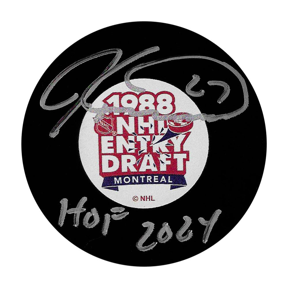 Jeremy Roenick Autographed 1988 NHL Draft Puck w/"HOF 2024" – Frozen Pond