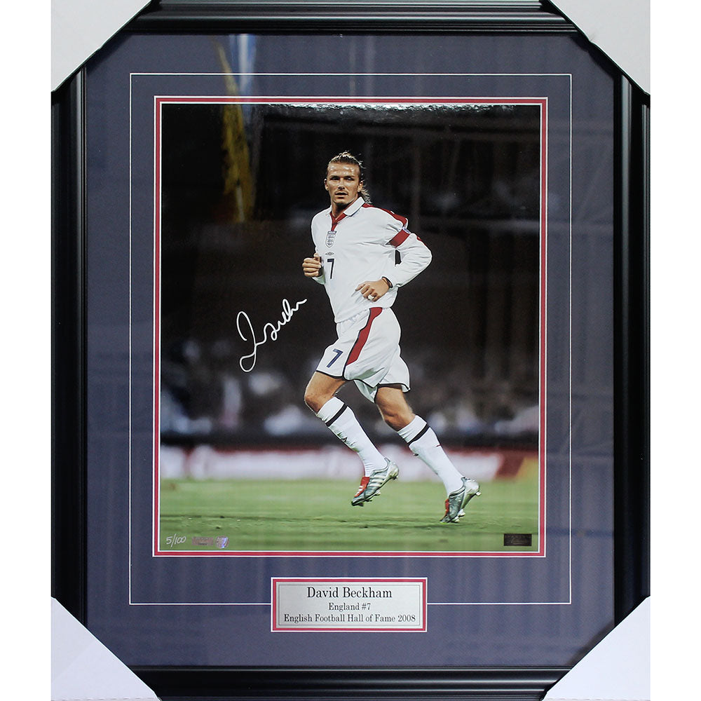 David Beckham Framed Autographed Team England 16X20 Photo – Frozen Pond