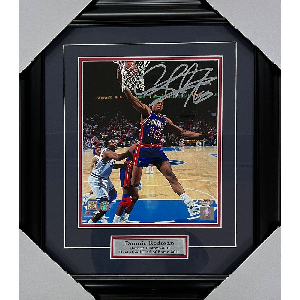 Dennis Rodman Framed Autographed Detroit Pistons 8X10 Photo – Frozen Pond