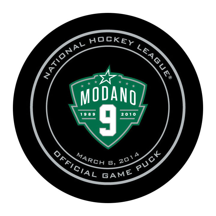 Mike Modano Jersey Retirement Night Official Game Puck – Frozen Pond