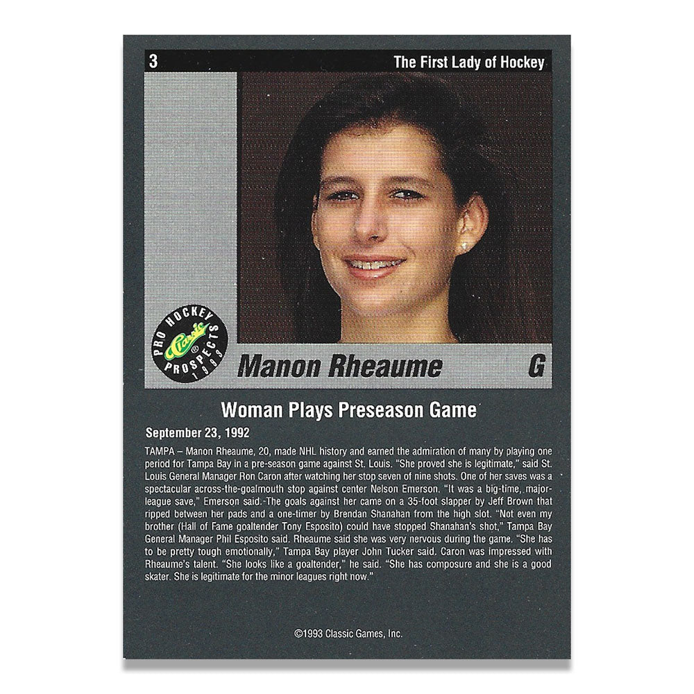 Manon Rheaume 1993 Classic First Lady of Hockey Card – Frozen Pond