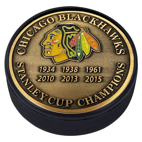 Chicago Blackhawks Gold Medallion Puck – Frozen Pond