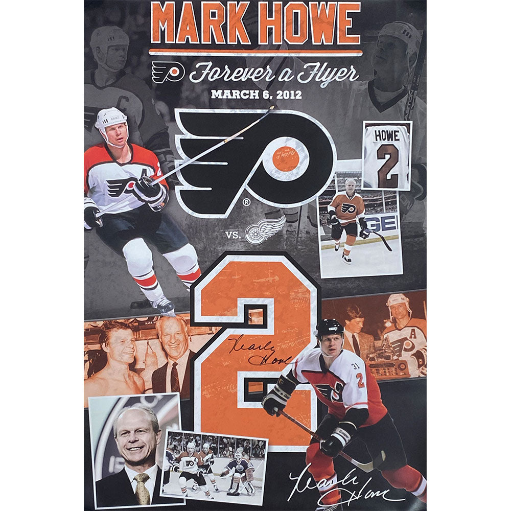 Mark Howe Autographed 18X28 Philadelphia Flyers Poster – Frozen Pond